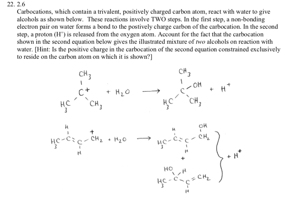 Solved 22. 2.6 Carbocations, which contain a trivalent, | Chegg.com
