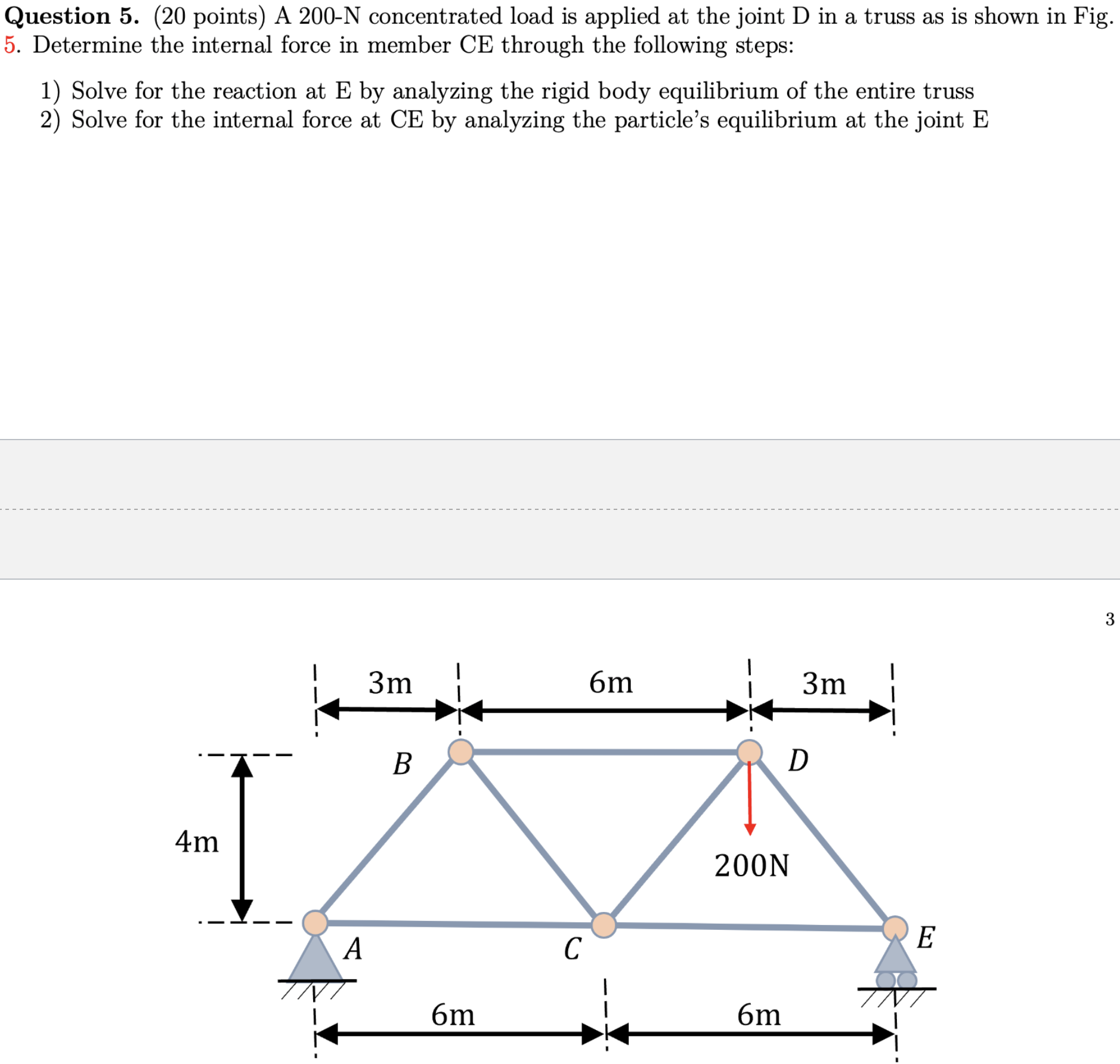 Solved Question 5. (20 points) A 200-N concentrated load is | Chegg.com