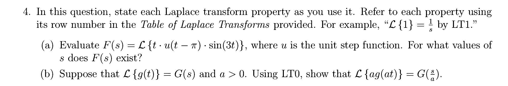 Solved In this question, state each Laplace transform | Chegg.com
