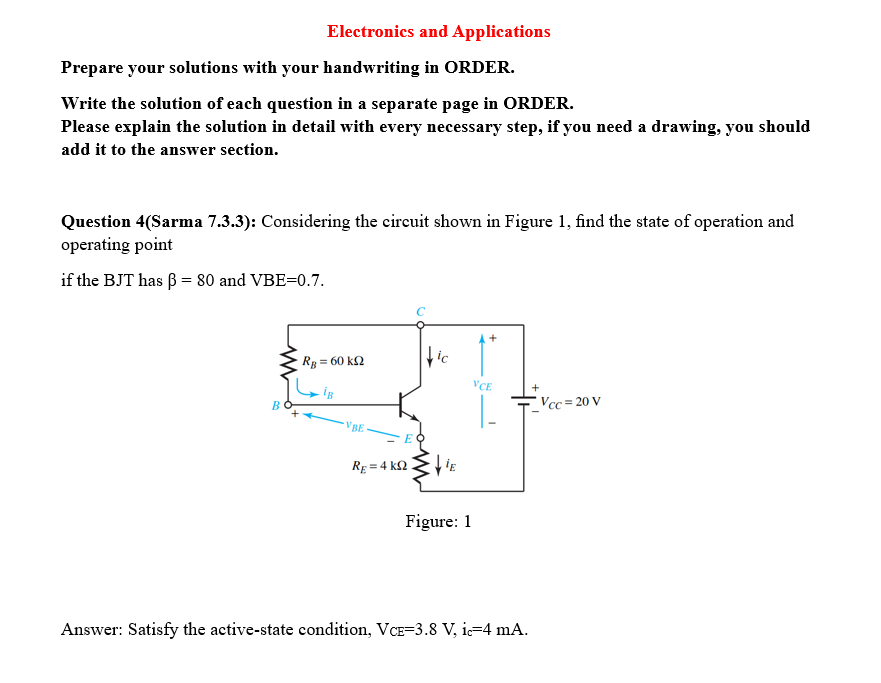 Solved Electronics and Applications Prepare your solutions | Chegg.com