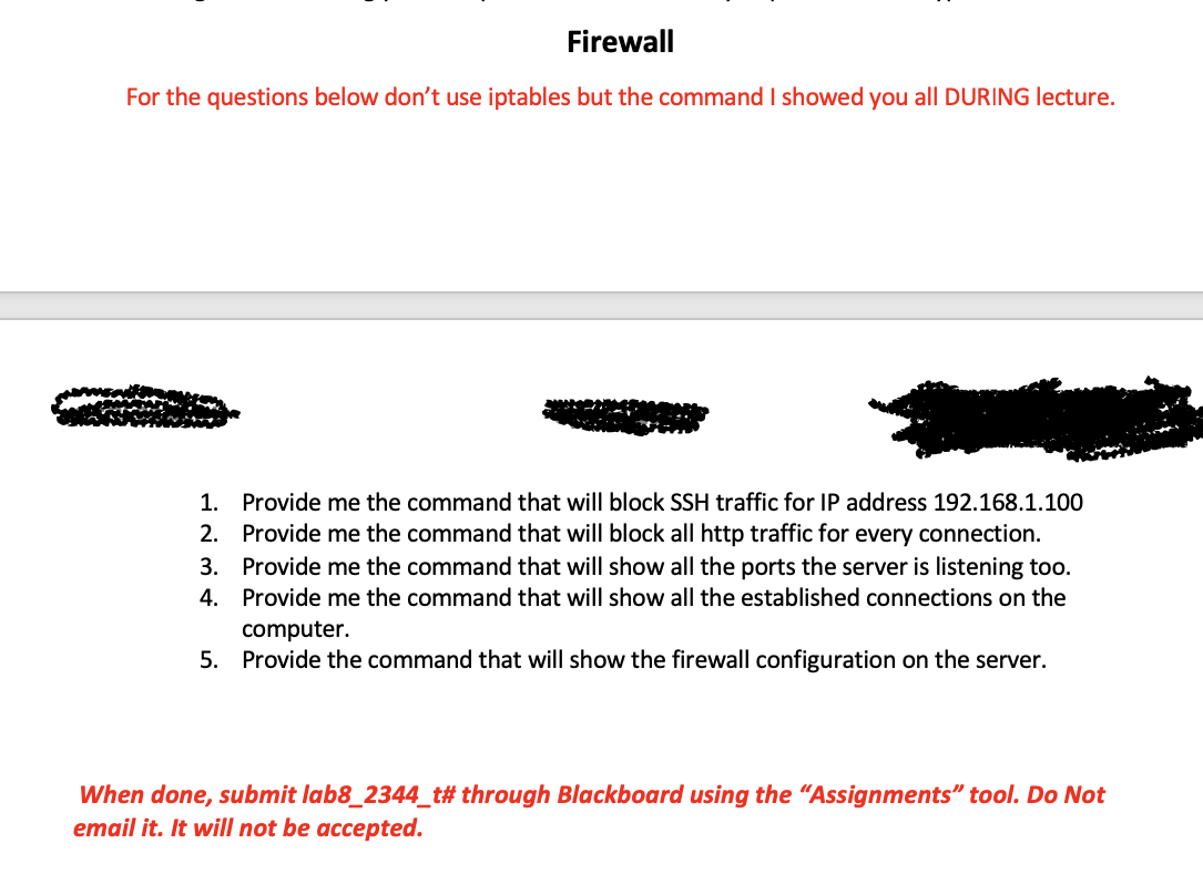 Solved For the questions below don't use iptables but the | Chegg.com