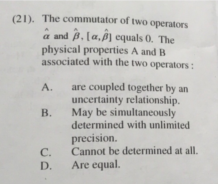 Solved The Commutator Of Two Operators α And β Am Equals