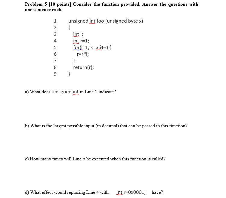 Solved Problem 5 10 Points Consider The Function Provided 