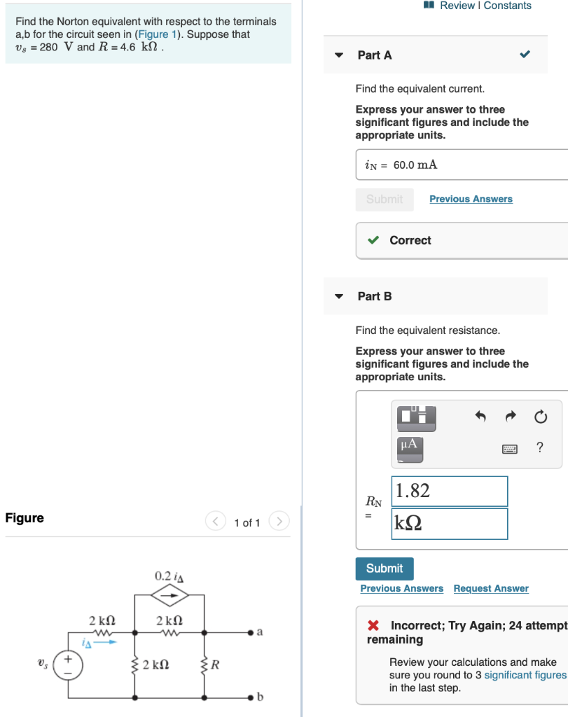 Solved Review | Constants Find the Norton equivalent with | Chegg.com