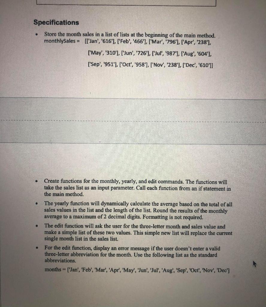Solved Chapter 06 Monthly Sales Create a program that | Chegg.com