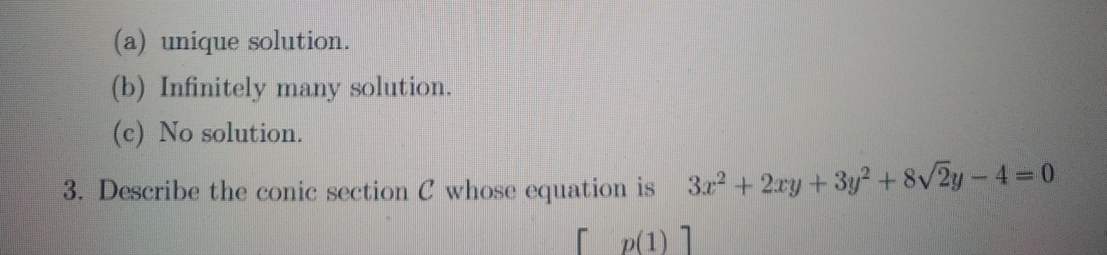 Solved (a) unique solution. (b) Infinitely many solution. | Chegg.com