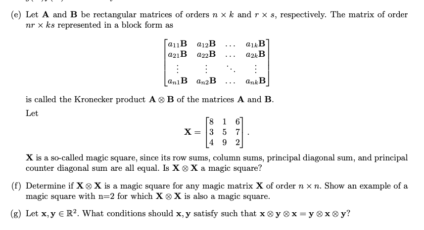 Solved (e) Let \\( \\mathbf{A} \\) and \\( \\mathbf{B} \\) | Chegg.com