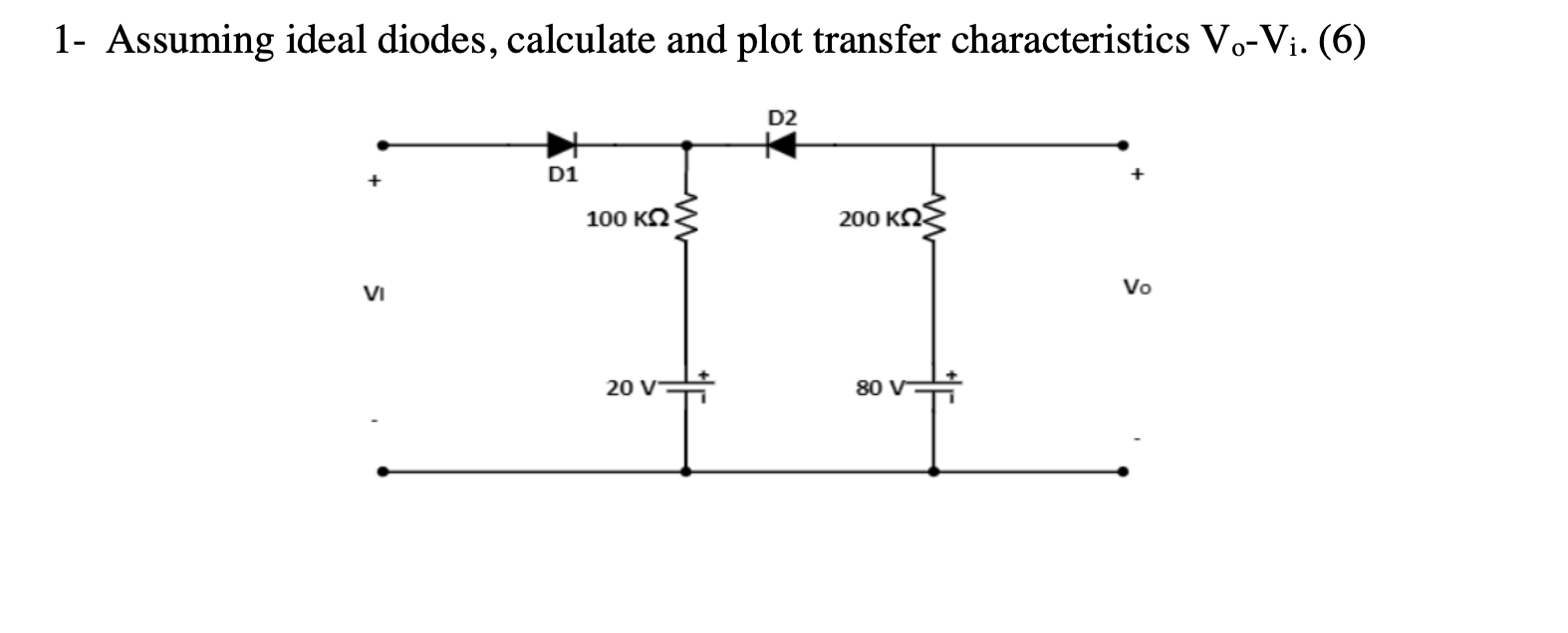 Solved 1- Assuming ideal diodes, calculate and plot transfer | Chegg.com