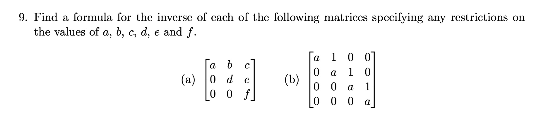 Solved 9. Find a formula for the inverse of each of the | Chegg.com