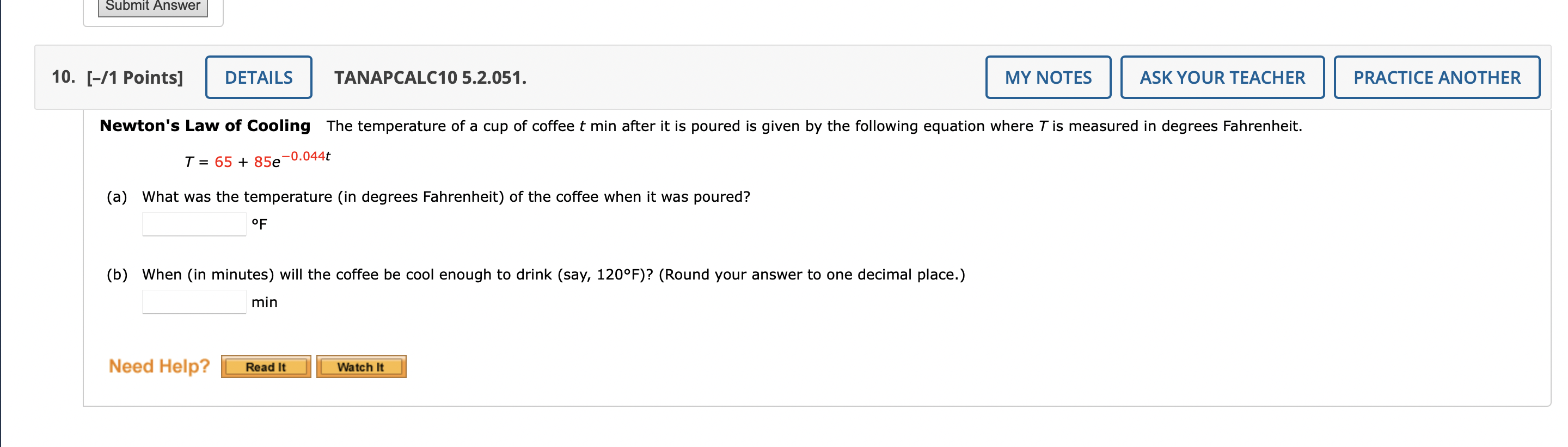 Solved Submit Answer 10. (-/1 Points] DETAILS TANAPCALC10 | Chegg.com
