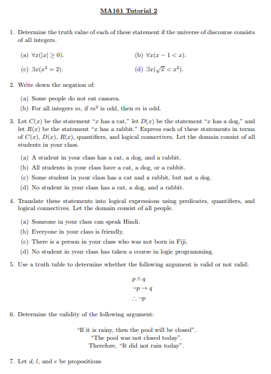 [solved] 1 Determine The Truth Value Of Each Of These St