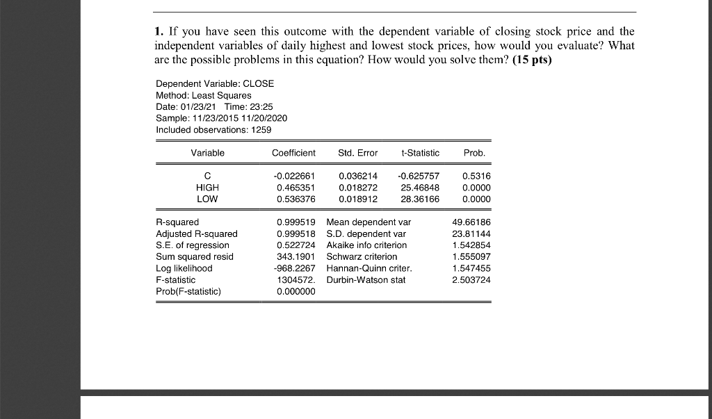 Solved 1. If you have seen this outcome with the dependent | Chegg.com