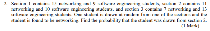 Solved Section 1 ﻿contains 15 ﻿networking and 9 ﻿software | Chegg.com