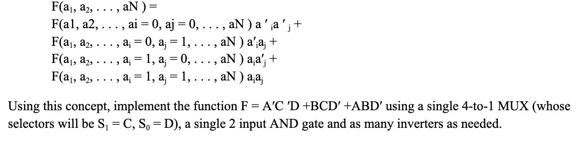 Solved 4. (7 points) Shannon’s expansion theorem states that | Chegg.com