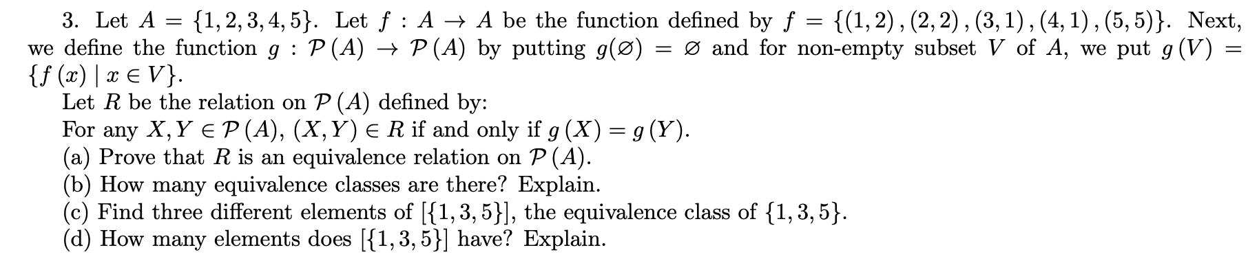 Solved 3. Let A={1,2,3,4,5}. Let f:A→A be the function | Chegg.com