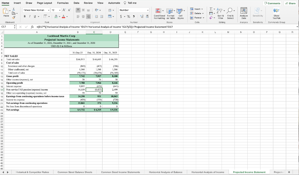 Excel Project: Projecting Financial Statements | Chegg.com