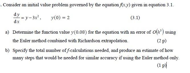Solved Consider an initial value problem governed by the | Chegg.com
