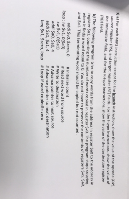 Solved 3 A For Each Mips Instruction Except For The Branch 