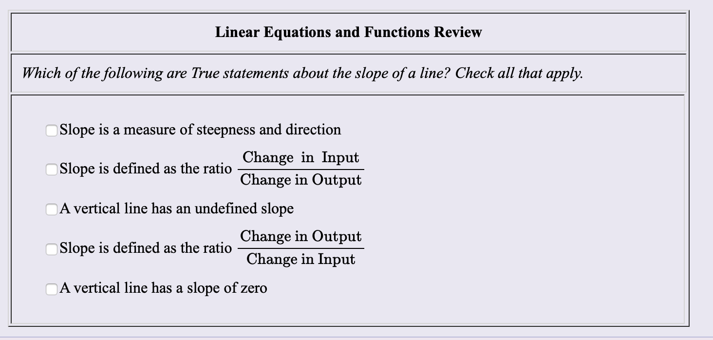 Solved Linear Equations and Functions Review Which of the | Chegg.com