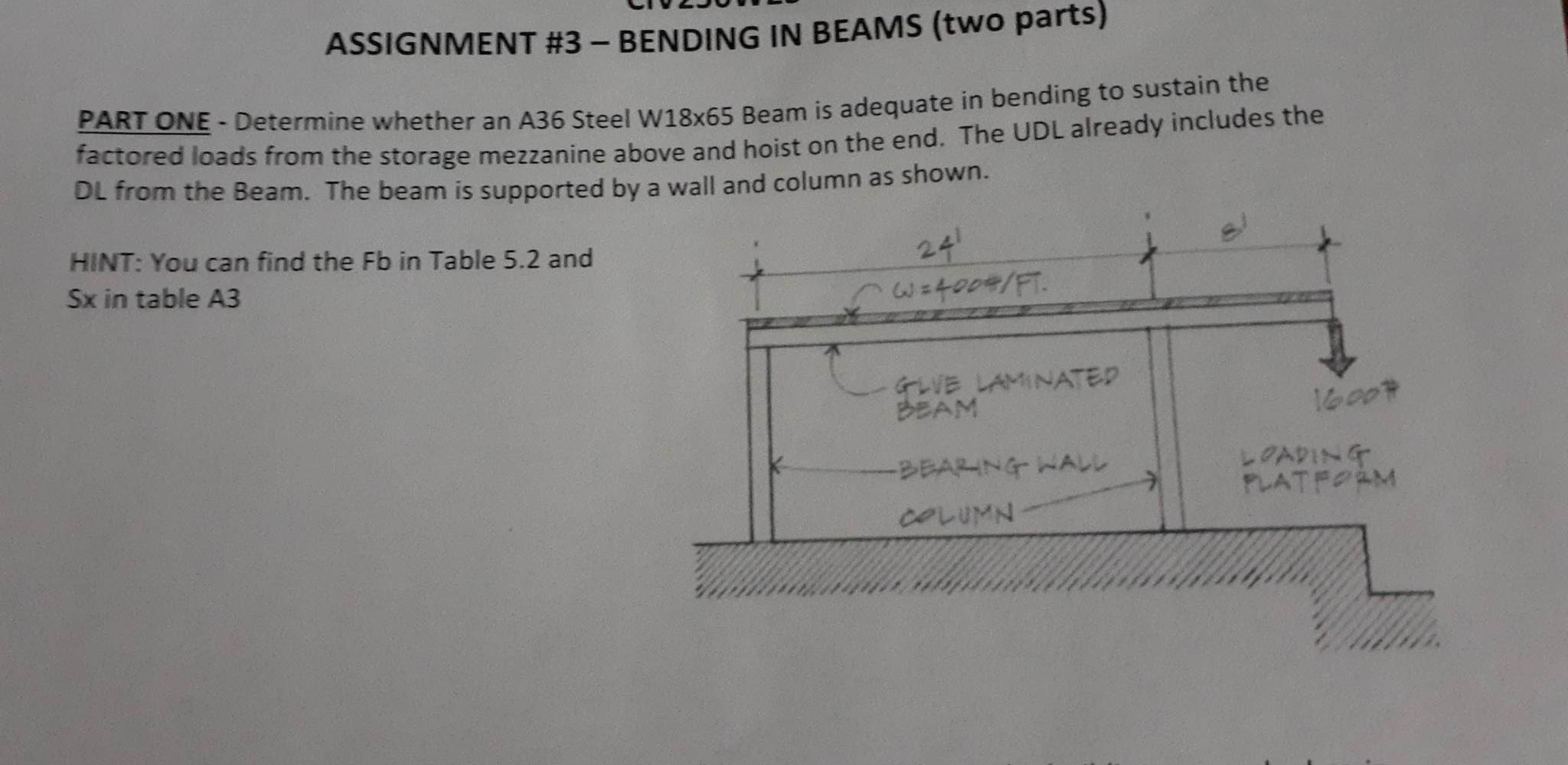 Solved PART ONE - Determine whether an A36 Steel W18x65 Beam | Chegg.com