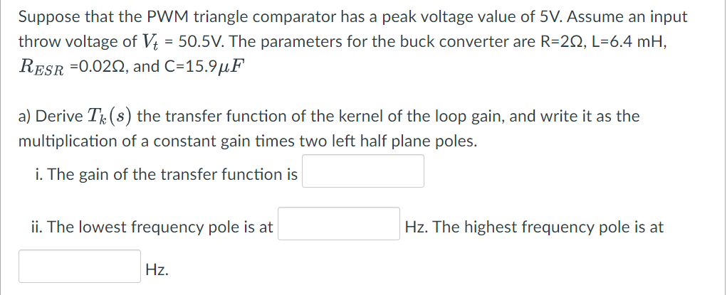 Solved Suppose that the PWM triangle comparator has a peak | Chegg.com