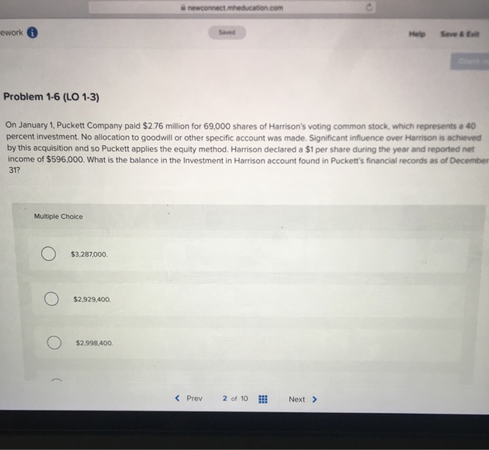 Solved ework Saved Help Save & Problem 1-6 (LO 1-3) On | Chegg.com Solved ework Saved Help Save & Problem 1-6 (LO 1-3) On | Chegg.com
