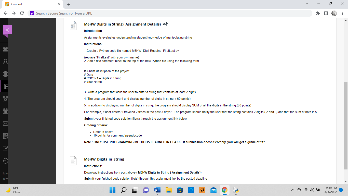 Solved Content X + Х + c Y! Search Secure Search or type a | Chegg.com