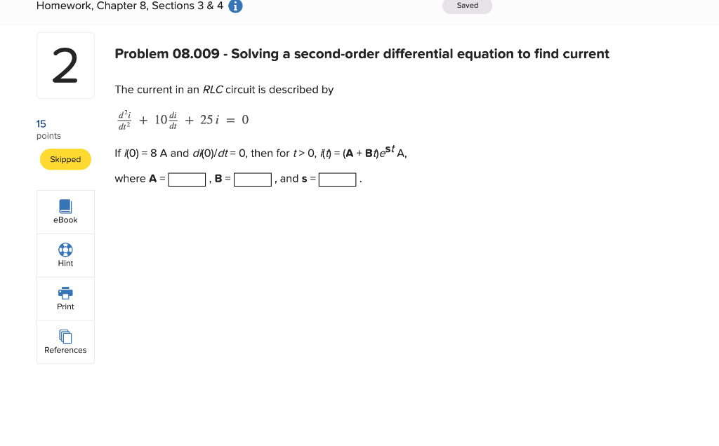 Solved Homework, Chapter 8, Sections 3 & 4 Saved Problem | Chegg.com Solved Homework, Chapter 8, Sections 3 & 4 Saved Problem | Chegg.com