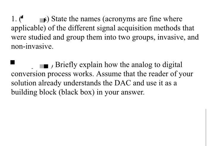 Solved 1.) State the names (acronyms are fine where | Chegg.com