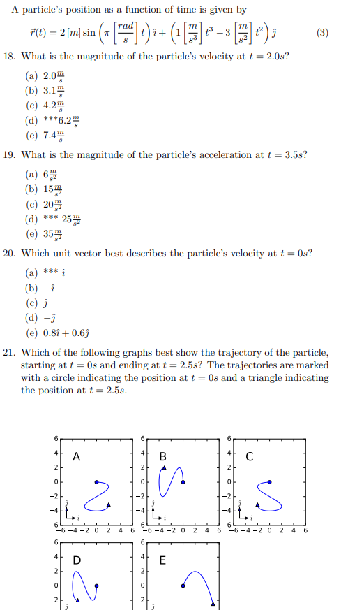 Solved A particle's position as a function of time is given | Chegg.com