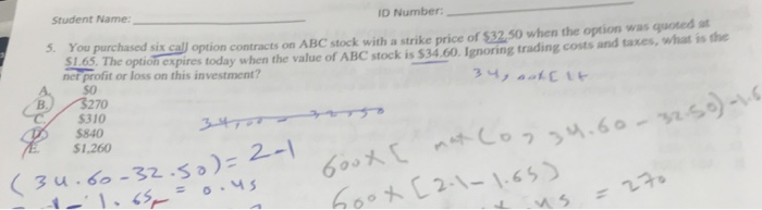 Solved Student Name ID Number 5. You purchased six call | Chegg.com Solved Student Name ID Number 5. You purchased six call | Chegg.com