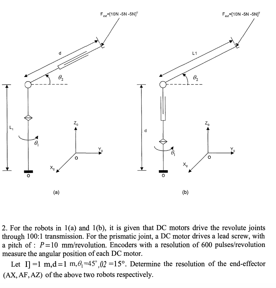 Solved 2. For the robots in 1(a) and 1(b), it is given that | Chegg.com