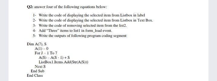 Solved Q2: answer four of the following equations below: 1- | Chegg.com