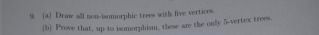 Solved 9. (a) D raw all non-isomorphic trees with five | Chegg.com