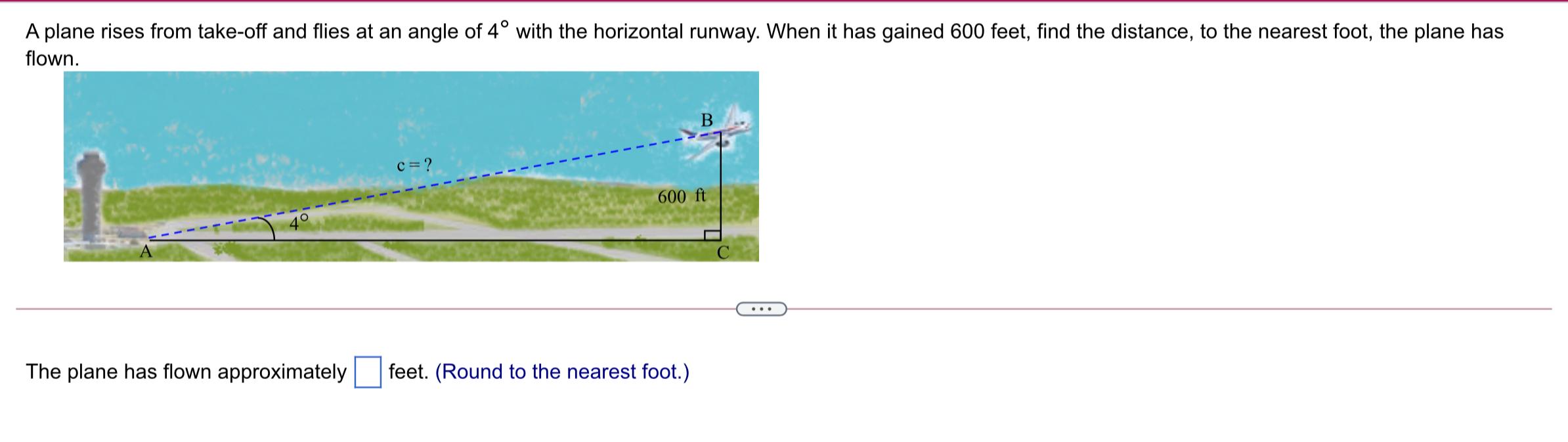 Solved A plane rises from take-off and flies at an angle of | Chegg.com