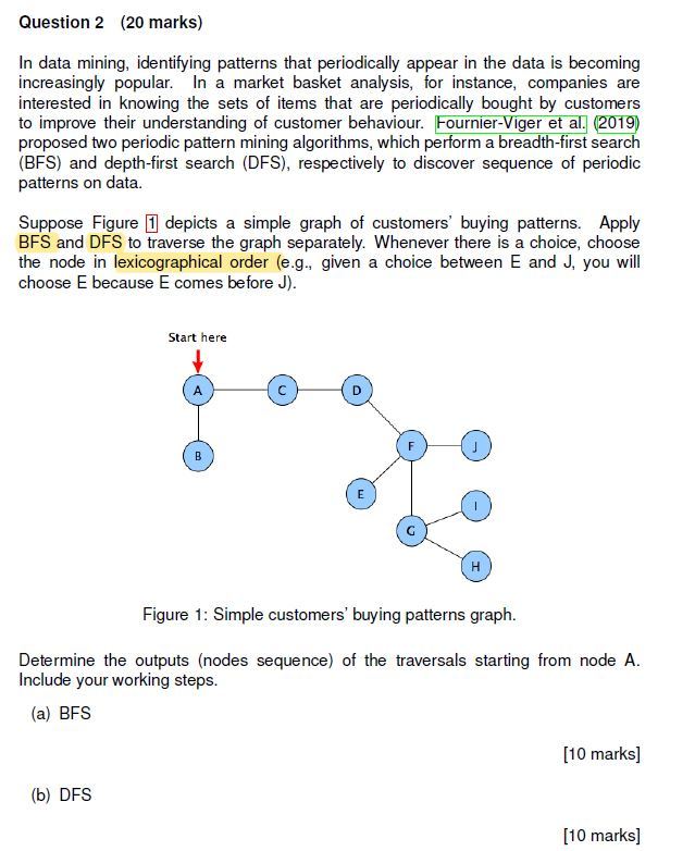 Solved Question 2 (20 marks) In data mining, identifying | Chegg.com