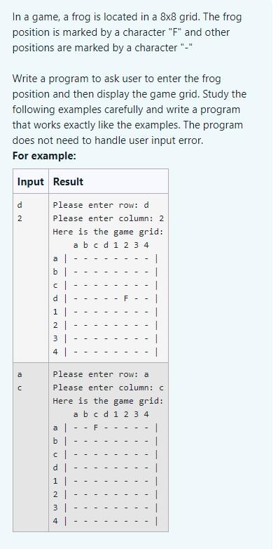 Solved In a game, a frog is located in a 8x8 grid. The frog | Chegg.com