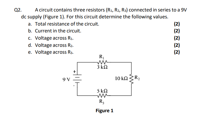Solved Q2. A circuit contains three resistors (R1,R2,R3) | Chegg.com