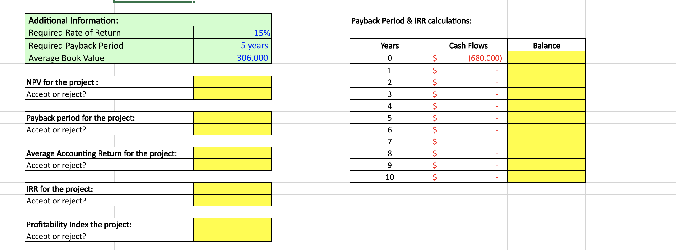 Solved Payback Period \& IRR calculations: | Chegg.com