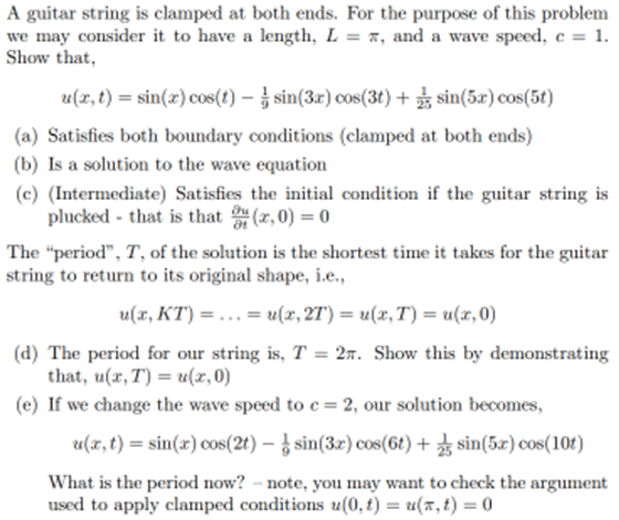 Solved A guitar string is clamped at both ends. For the | Chegg.com