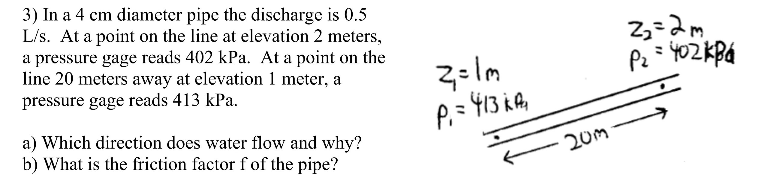 Solved 3) In a 4 cm diameter pipe the discharge is 0.5 L/s. | Chegg.com