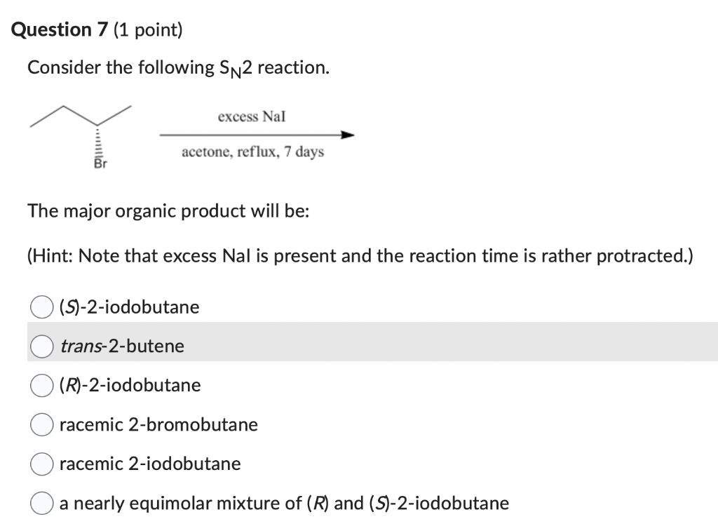 Solved Consider the following SN2 reaction. The major | Chegg.com