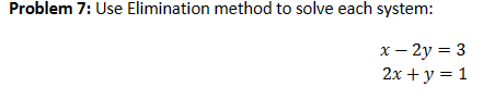 Solved Problem 7: Use Elimination method to solve each | Chegg.com