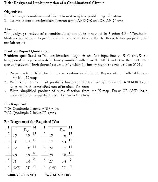 Solved Title: Design and Implementation of a Combinational | Chegg.com Solved Title: Design and Implementation of a Combinational | Chegg.com