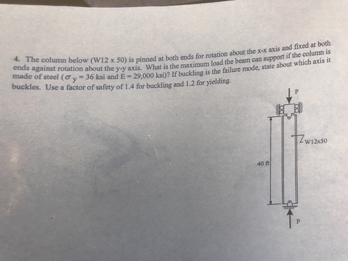 Solved The column below (W12 Times 50) is pinned at both | Chegg.com