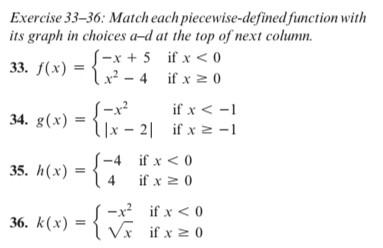 Solved Exercise 33–36: Match each piecewise-defined function | Chegg.com
