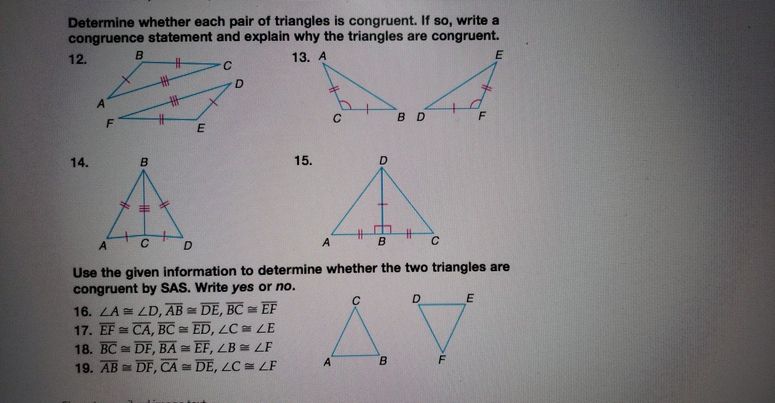 Solved Determine whether each pair of triangles is | Chegg.com