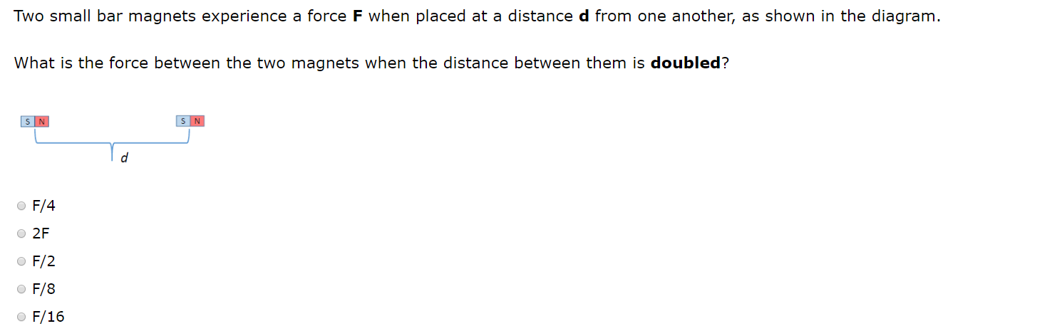 Solved Two small bar magnets experience a force F when | Chegg.com