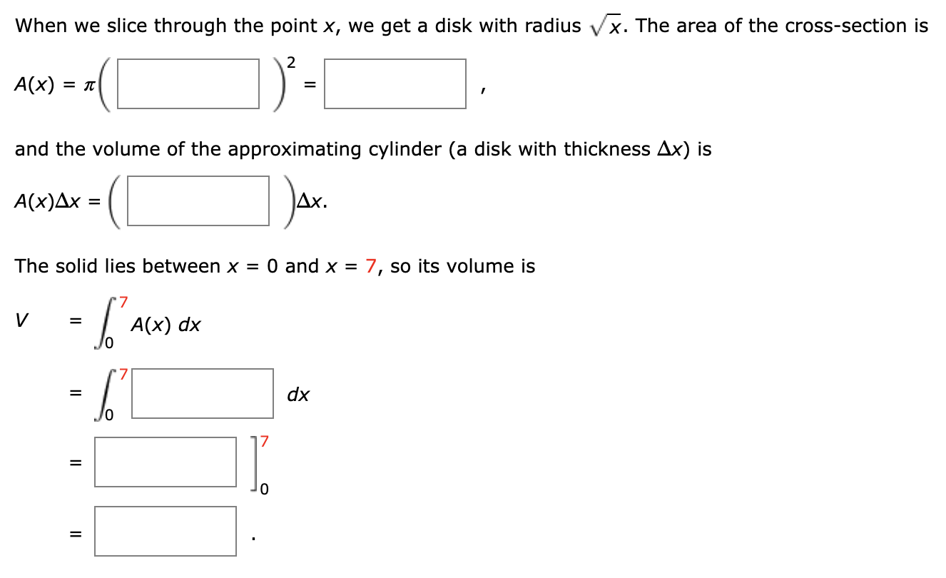 Solved When we slice through the point x, ﻿we get a disk | Chegg.com