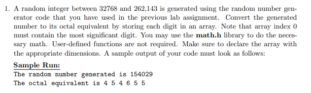 Solved 1. A random integer between 32768 and 262,143 is | Chegg.com